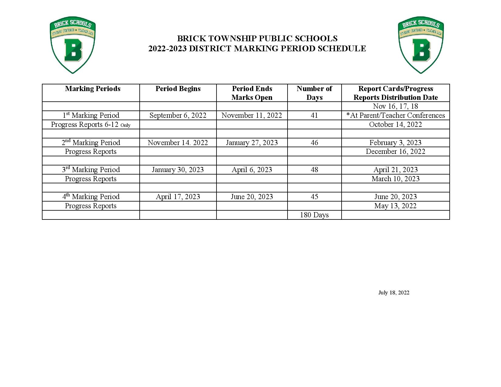 Making Period Schedules for 2022-2023 School Year – Warren H. Wolf ...